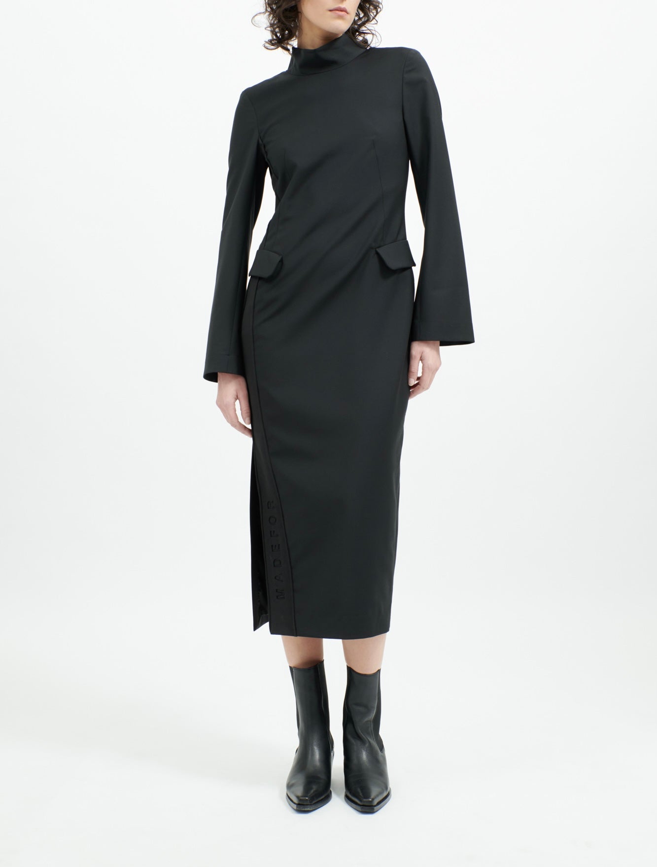 Ra dress with wrapped stand-up collar – The LBD Shop