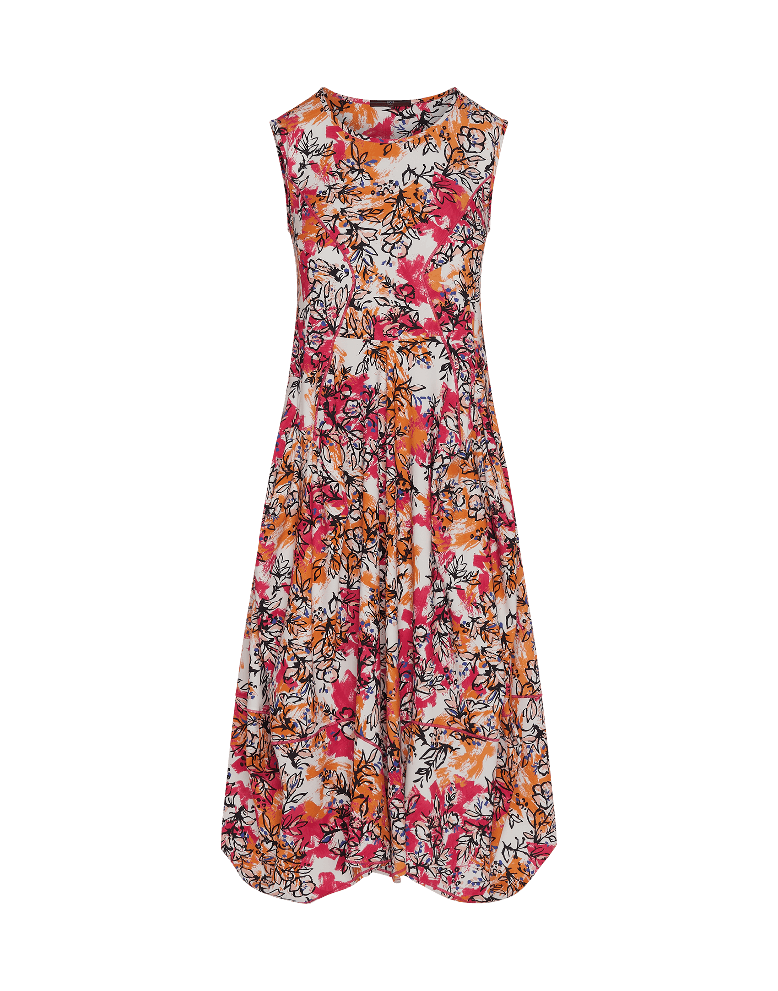 Praise Sleeveless dress in orange and fuchsia printed – The LBD Shop